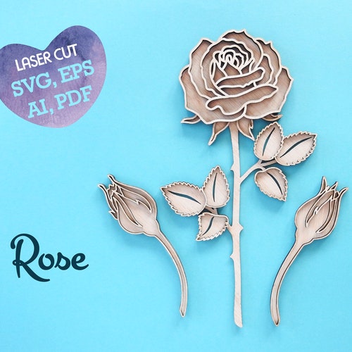 Rose Svg Laser Cut File Rose Vector Flower Svg Botanical Svg - Etsy