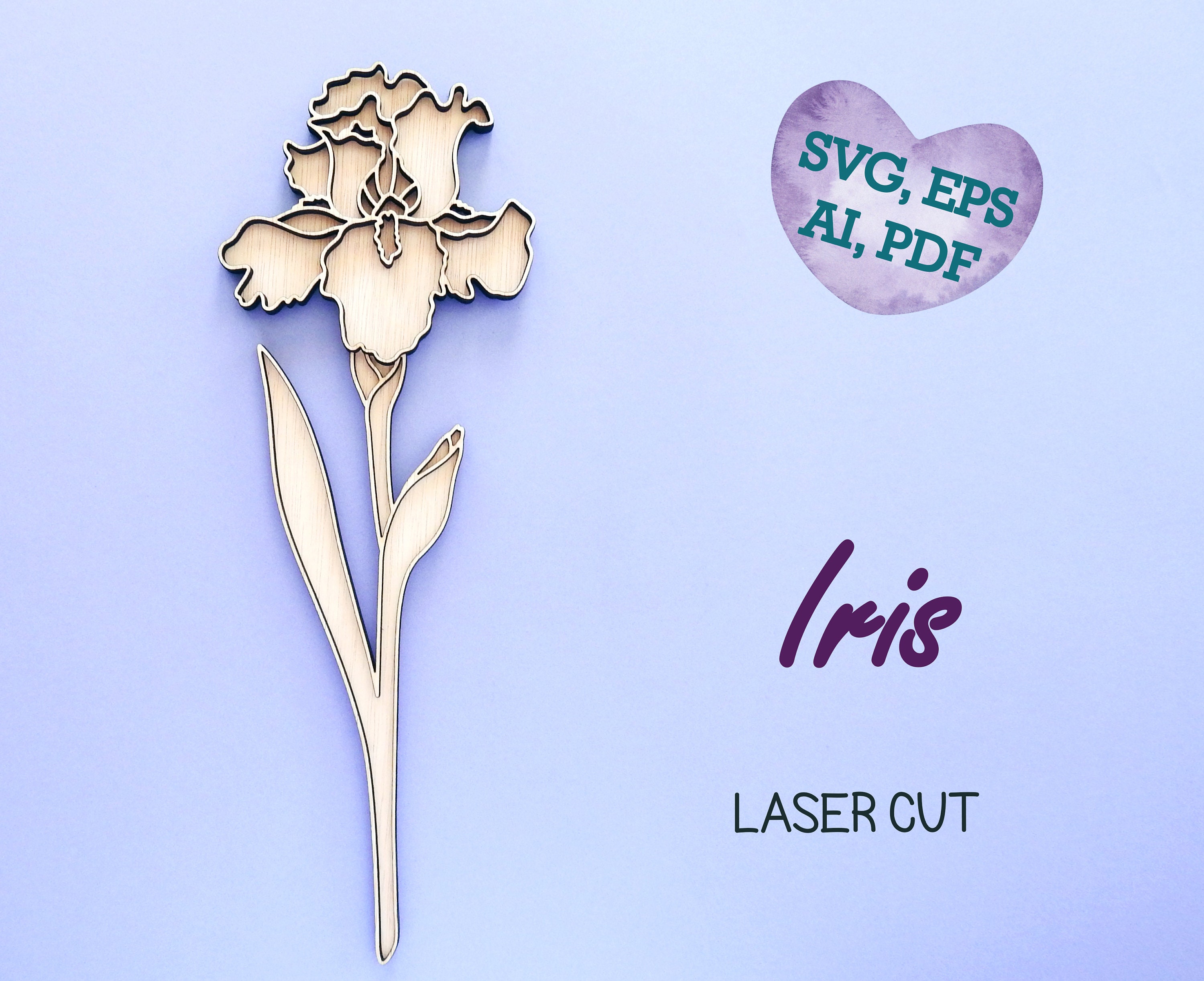 Iris svg, Archivo de corte láser svg, Paquete de flores svg, Cricut svg ...