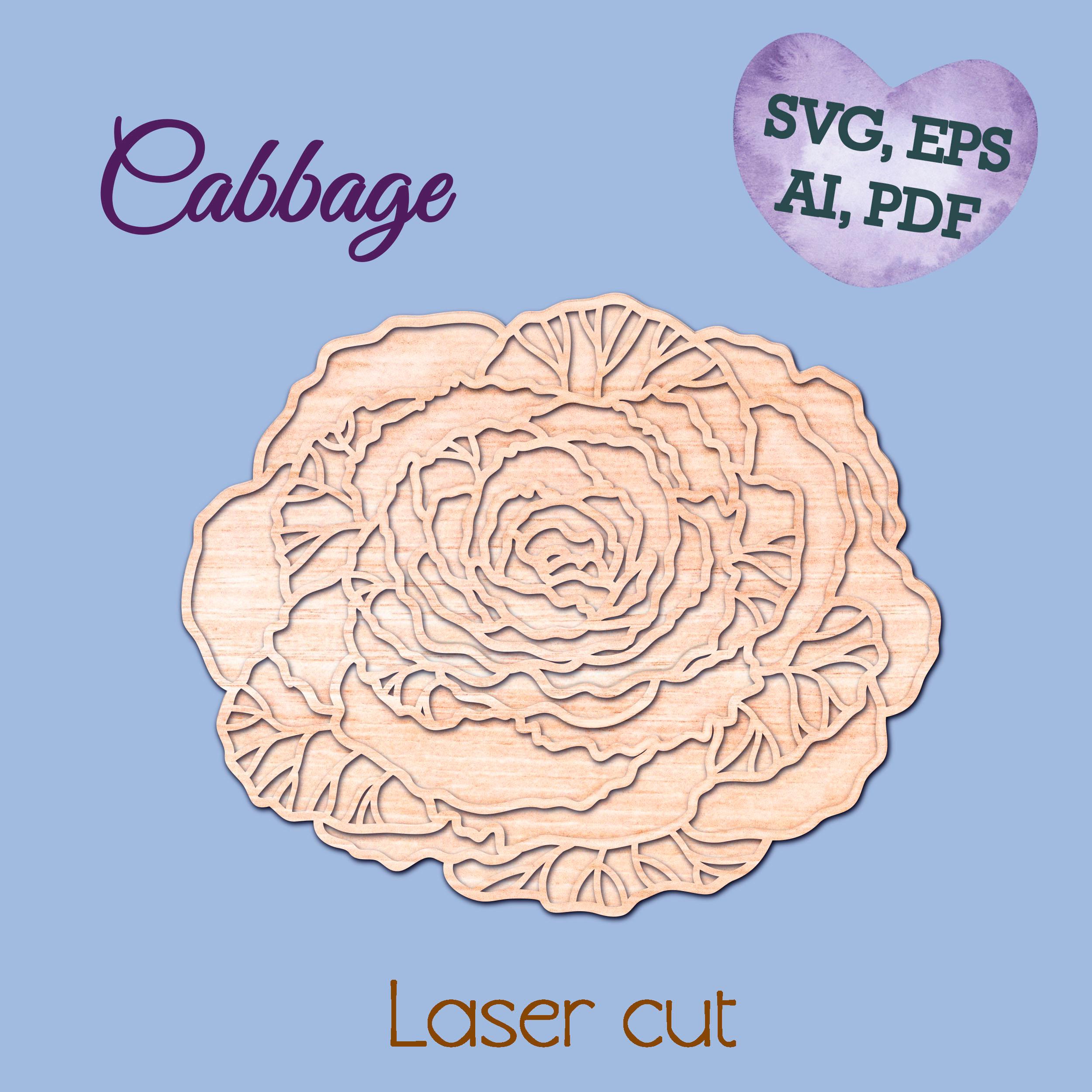 Cabbage Svg Vegetable Svg Plant Laser Cut Leaves Svg Laser Cut File ...