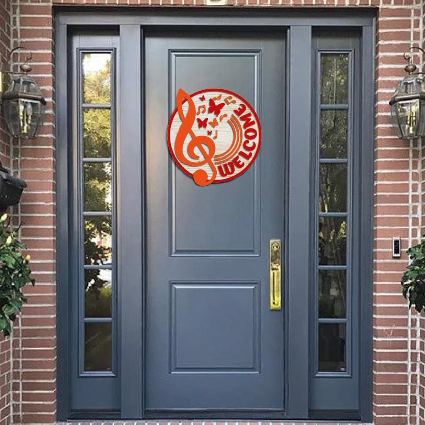 Welcome Music Round Svg Treble Clef Svg Door Sign Laser Cut Sheet Music ...