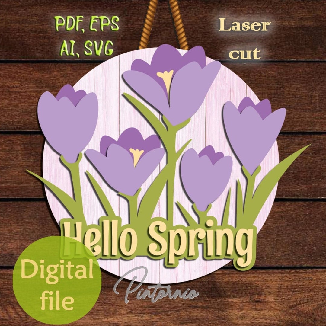 Crocus Svg Bouquet Template Crocus Laser Cut Spring Sign Flower Svg ...