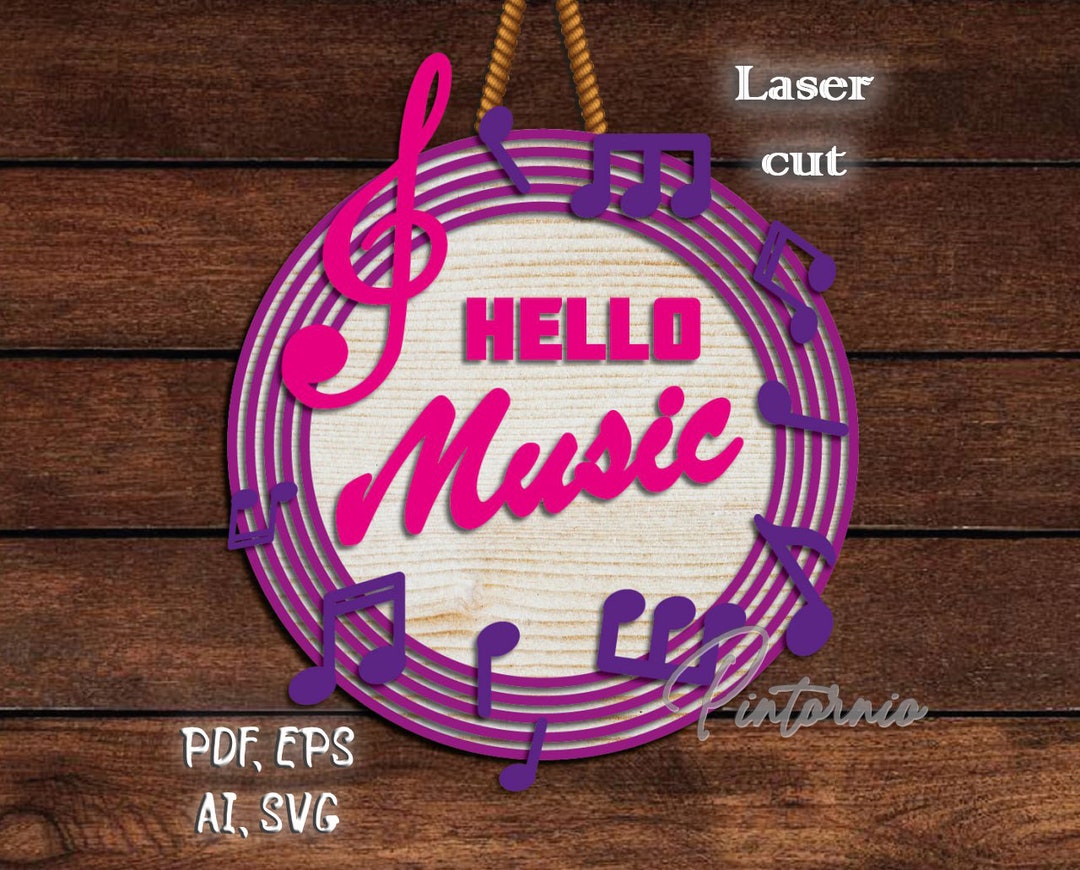 Music Svg Treble Clef Svg Door Sign Laser Cut Sheet Music Svg Round Svg ...
