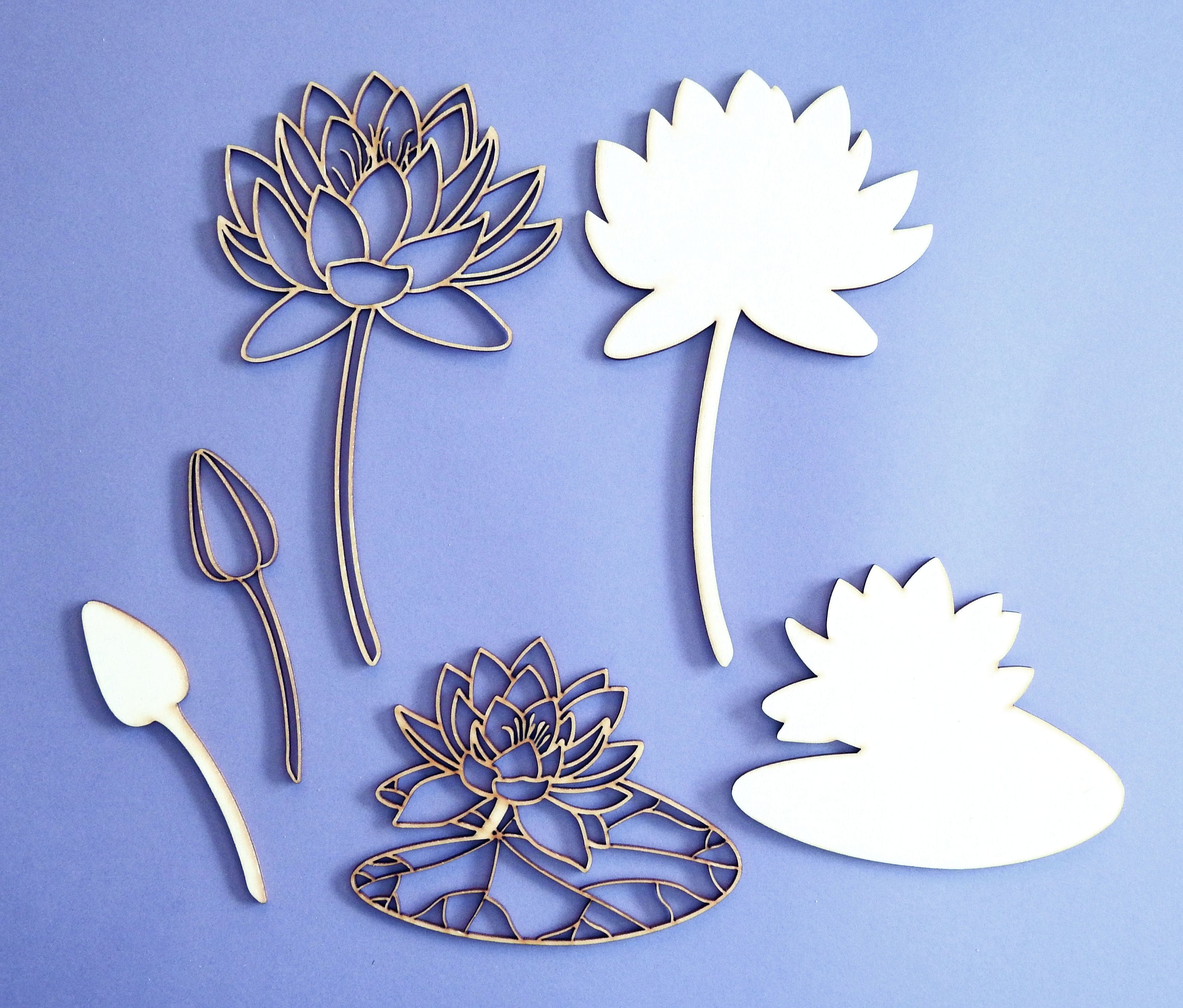 Water Lily Svg Laser Cut Flower Plant Stake Bundle Svg Botanical Svg ...