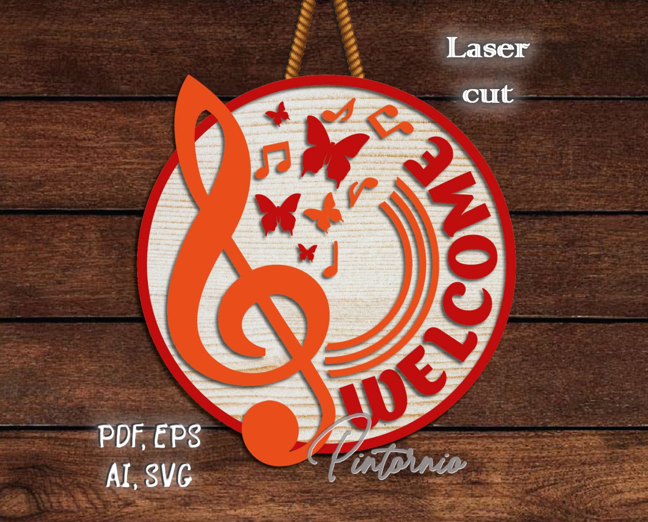 Welcome Music Round Svg Treble Clef Svg Door Sign Laser Cut Sheet Music ...