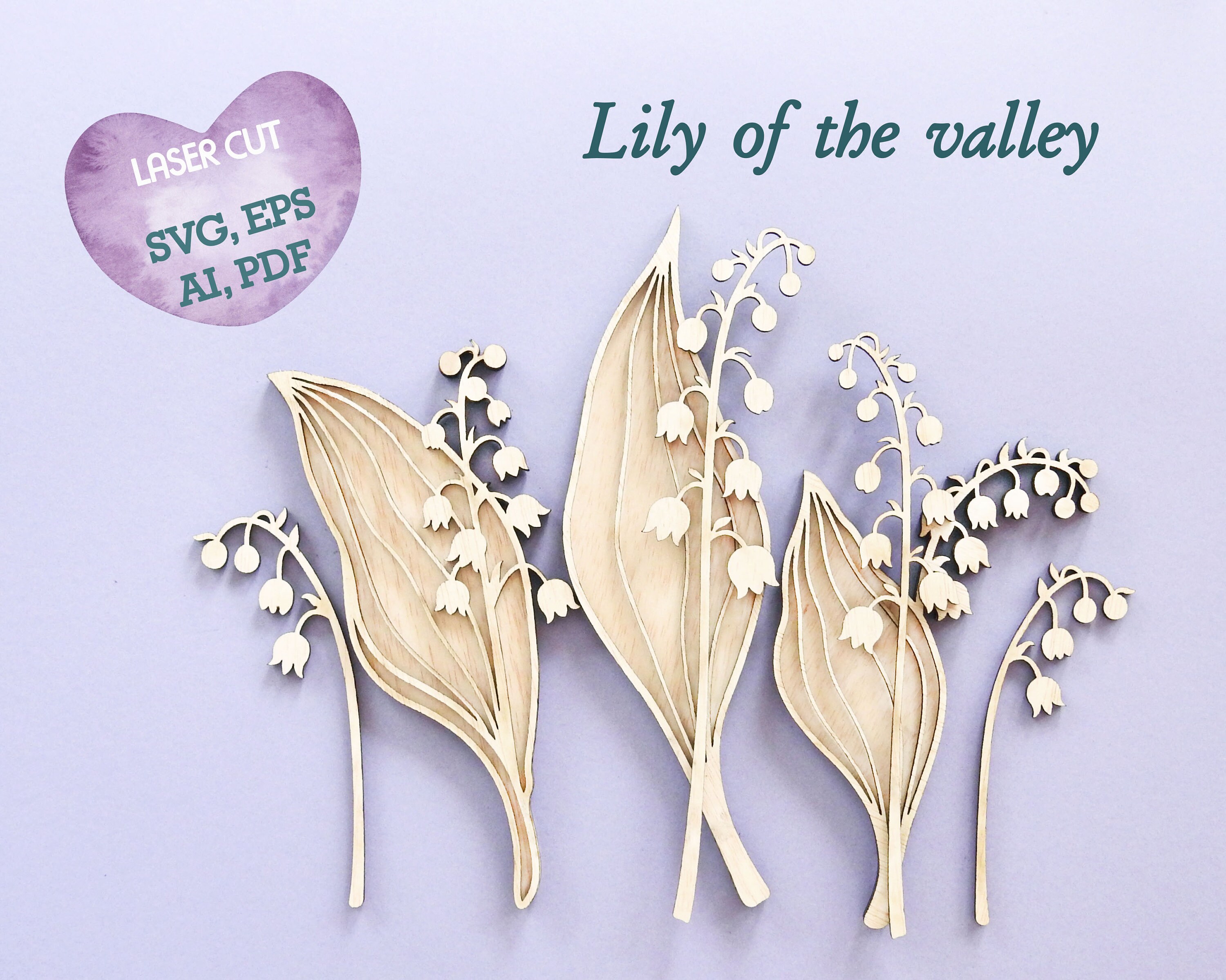 Lily of the Valley Svg Wildflower Svg Laser Cut File Leaves - Etsy UK