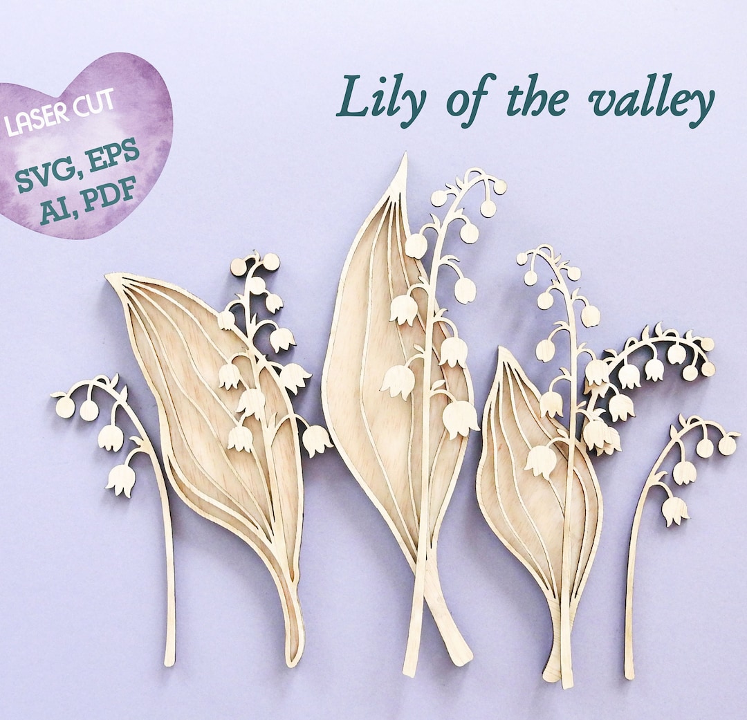 Lily of the Valley Svg Wildflower Svg Laser Cut File Leaves Svg Flower ...