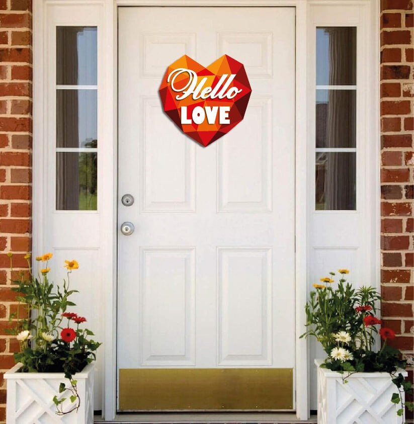 Hello Love Sign SVG, Valentines Day Svg, Welcome Sign Svg, Wood Heart ...