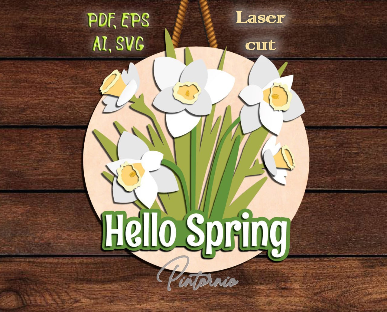 Daffodil Svg Narcissus Svg Laser Cut Flower Spring Door Hanger Svg ...