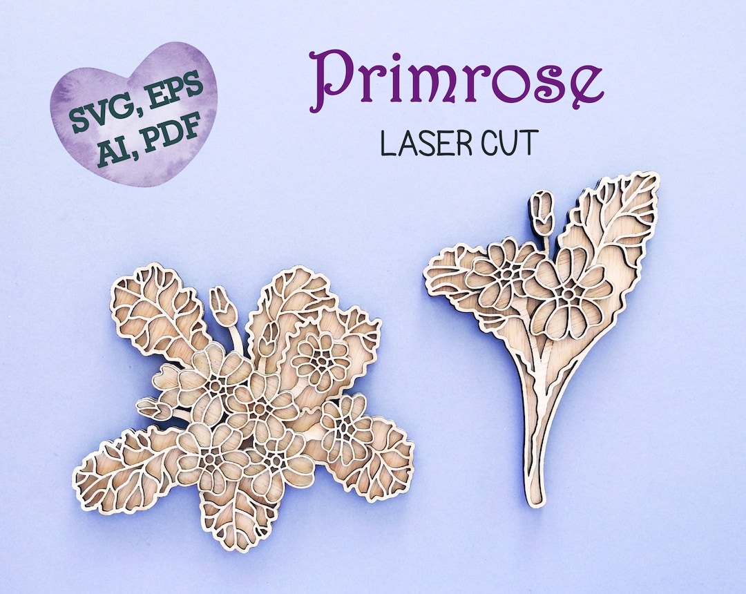 Primrose Svg Laser Cut File Birth Month Flower Vector Flower Svg ...