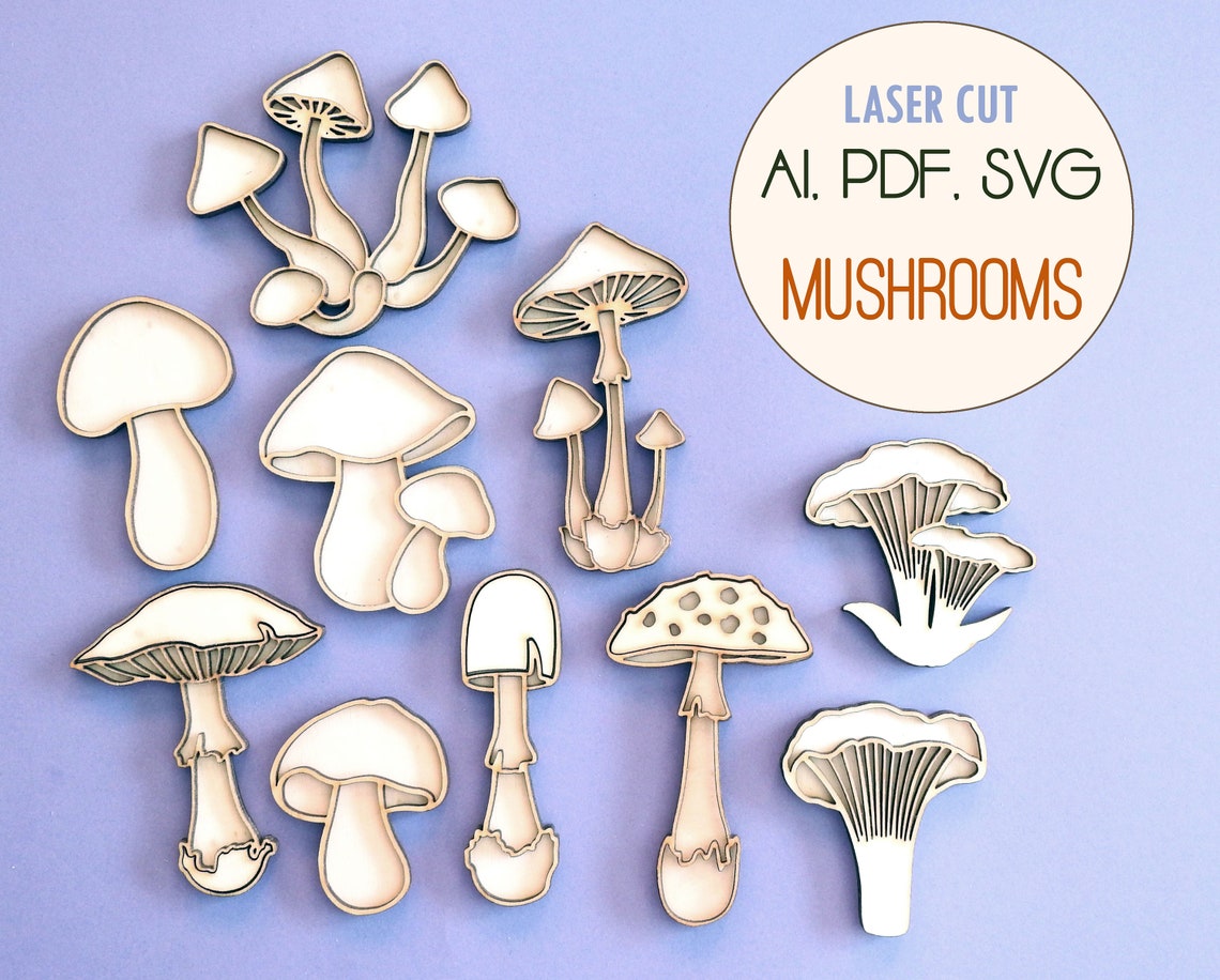 Mushrooms Svg Toadstool Laser Cut Fall Svg Laser Cut File - Etsy