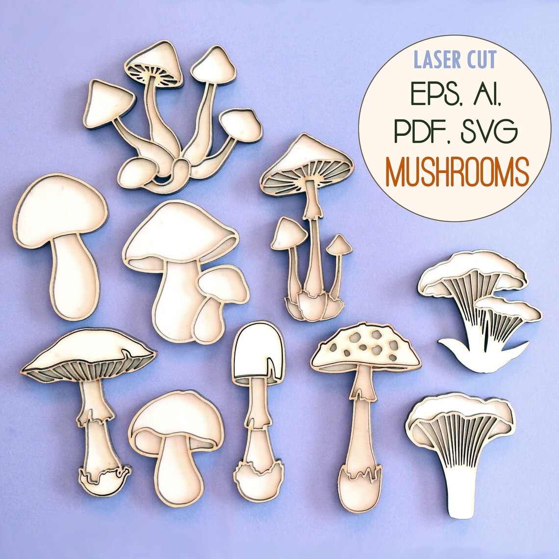 Mushrooms Svg Toadstool Laser Cut Fall Svg Laser Cut File Botanical ...