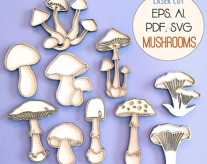 Mushrooms Svg Toadstool Laser Cut Fall Svg Laser Cut File Botanical ...