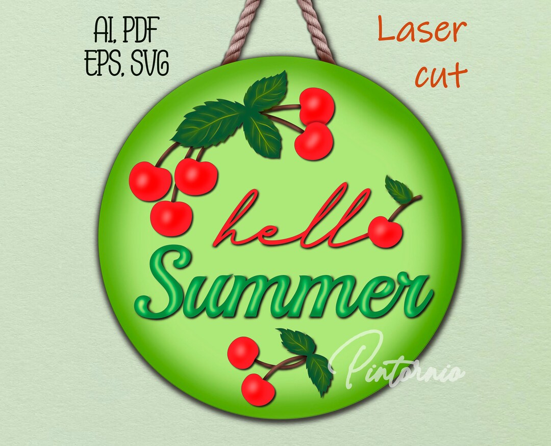 Cherry Svg Berry Laser Cut Decor Door Sign Laser Cut Summer Svg Round ...