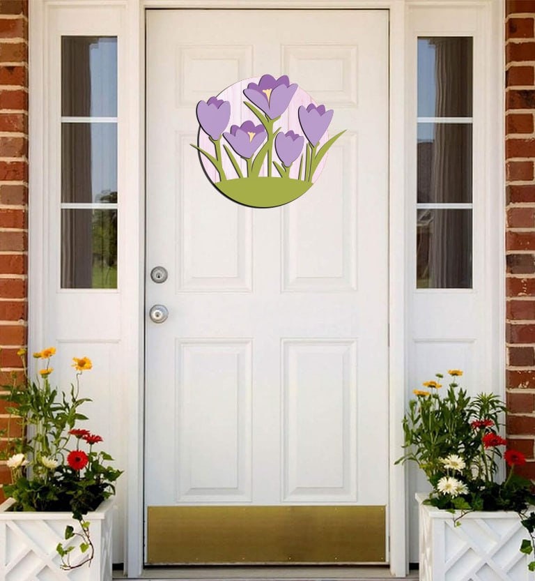 Crocus Svg Bouquet Template Crocus Laser Cut Spring Sign Flower Svg ...