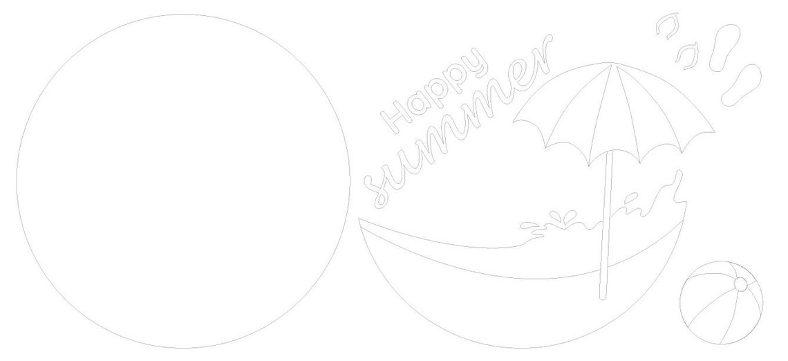 Summer Sign Umbrella Svg Beach Ball Svg Laser Cut File Sea Vector ...