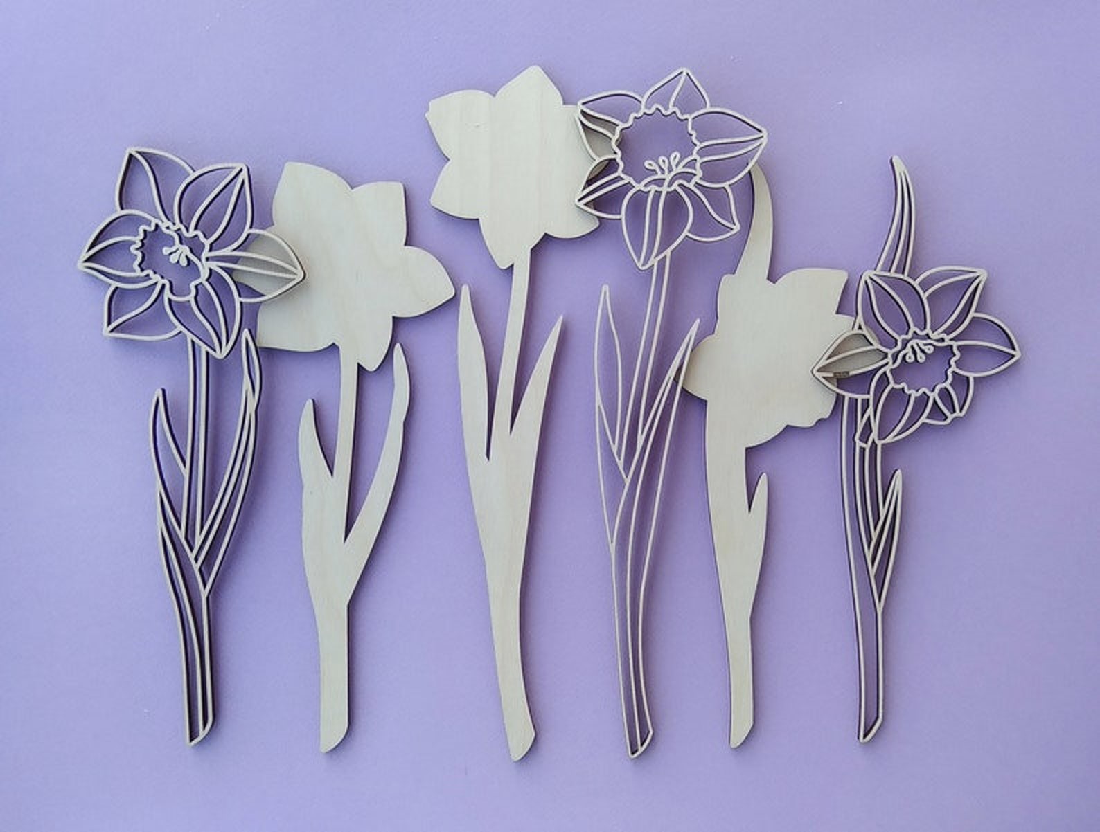 Daffodil Svg Laser Cut Flower Wooden Flower Bouquet Cricut | Etsy