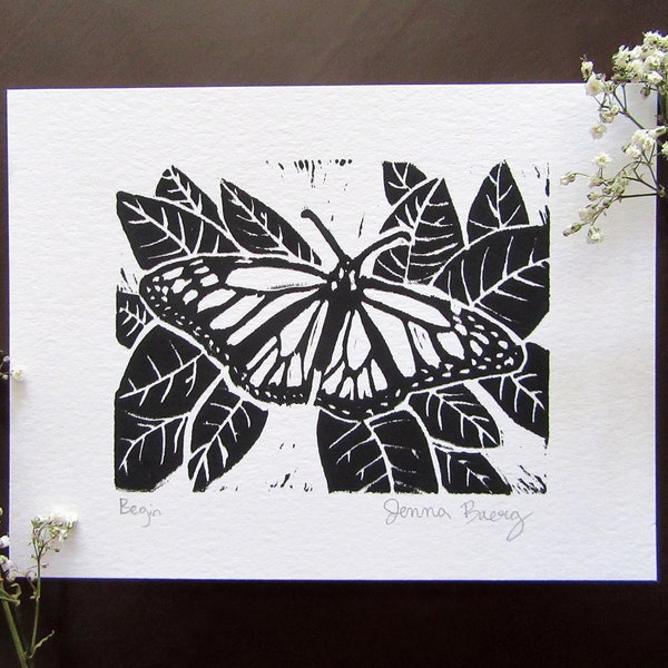 Butterfly Linocut - Etsy
