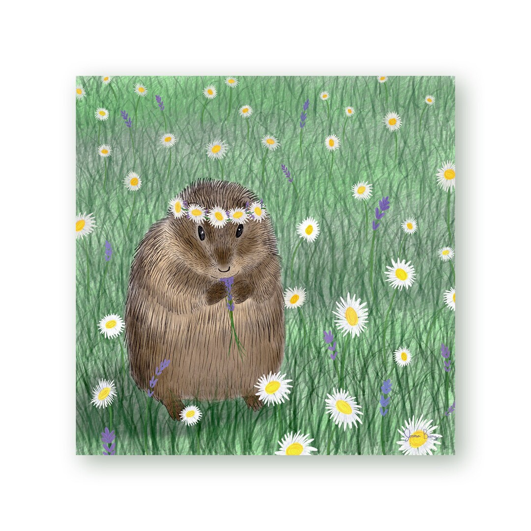 Flower Crown Prairie Dog Art Print Watercolor Groundhog Painting Floral ...