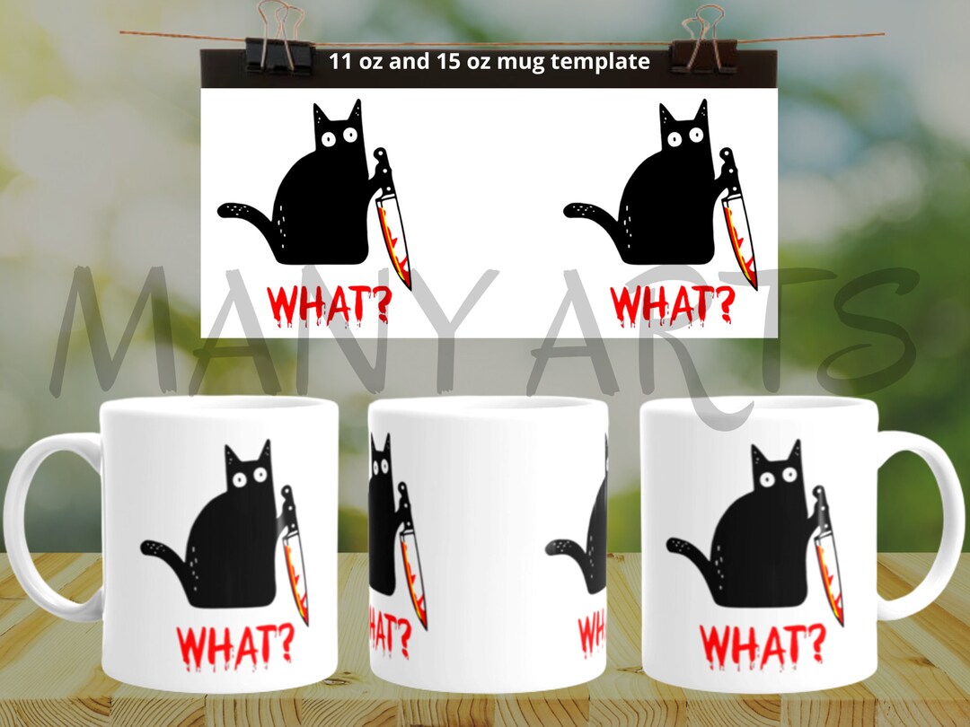 Funny Murderous Cat Holding Knife Black Cat What Coffee Mug - Etsy