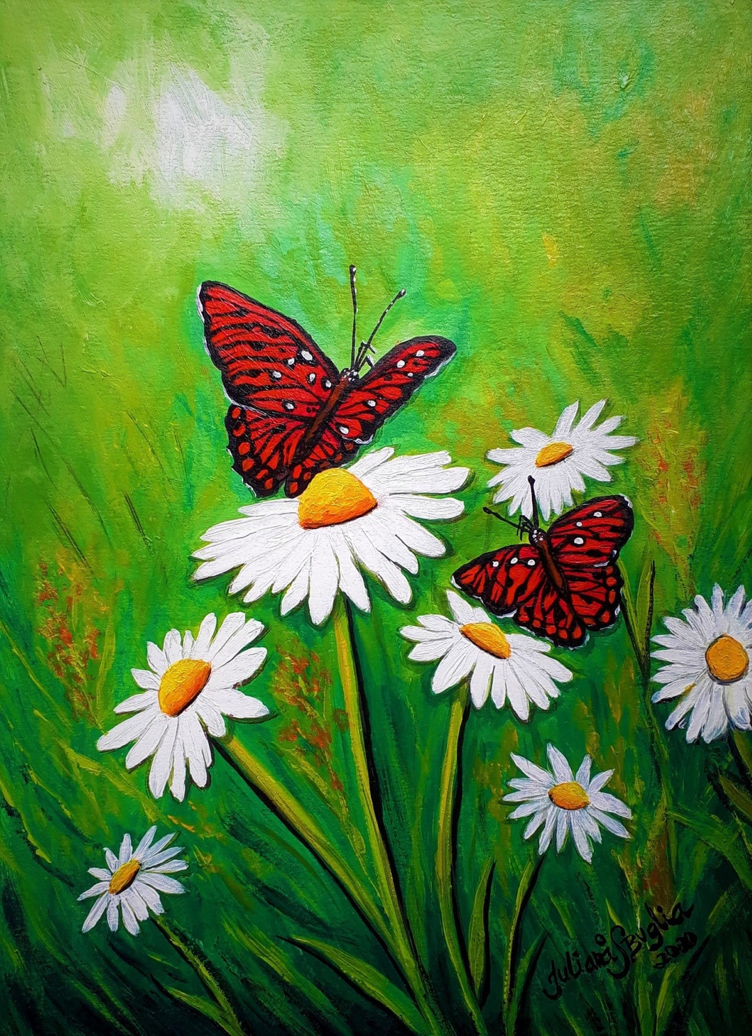 DAISY FIELD, Original Acrylic Painting on Paper - Etsy
