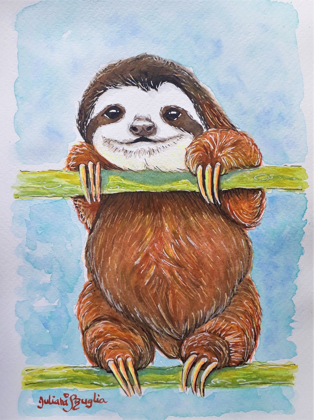 BABY SLOTH, Original Watercolour Painting - Etsy