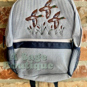 Embroidered Seersucker Backpack Mallard Ducks Swamp Kids Backpack ...