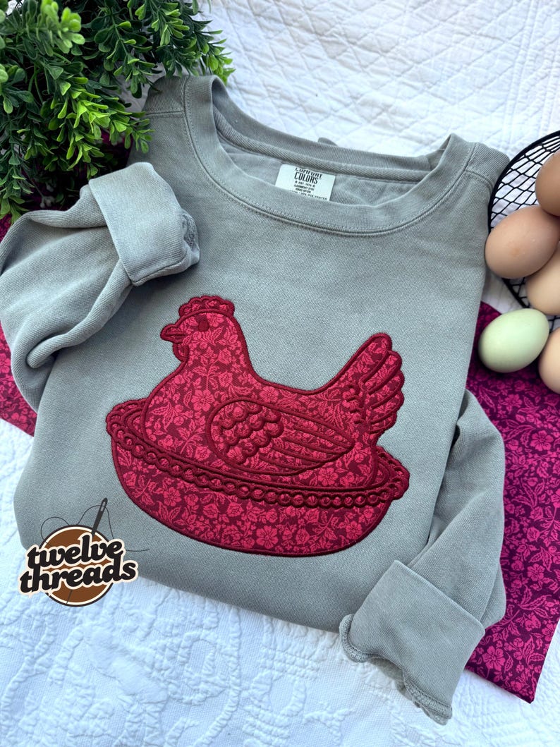 Applique Embroidered Mama Hen, Chicken, Eggs, Farm Animals,embroidery ...