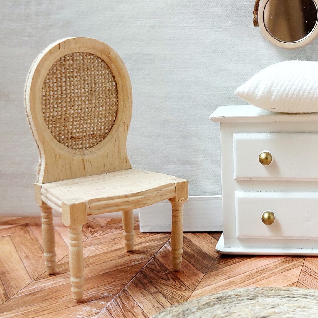 Dollhouse Miniature Chair | 1:12 Scale, Rustic Burlap - Etsy