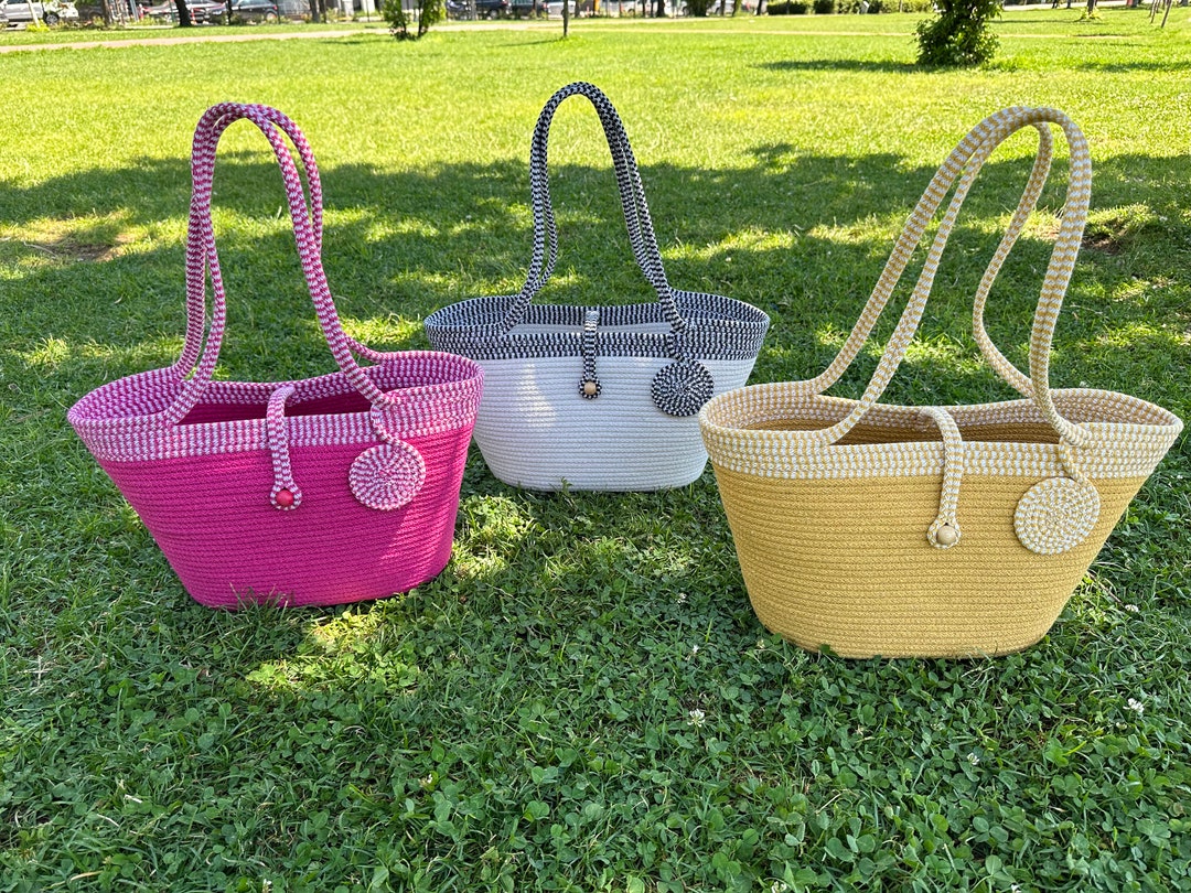 Cotton Rope Bag, Summer Bag, Beach Bag, Cord Bag, Rope Bag, Bag for ...