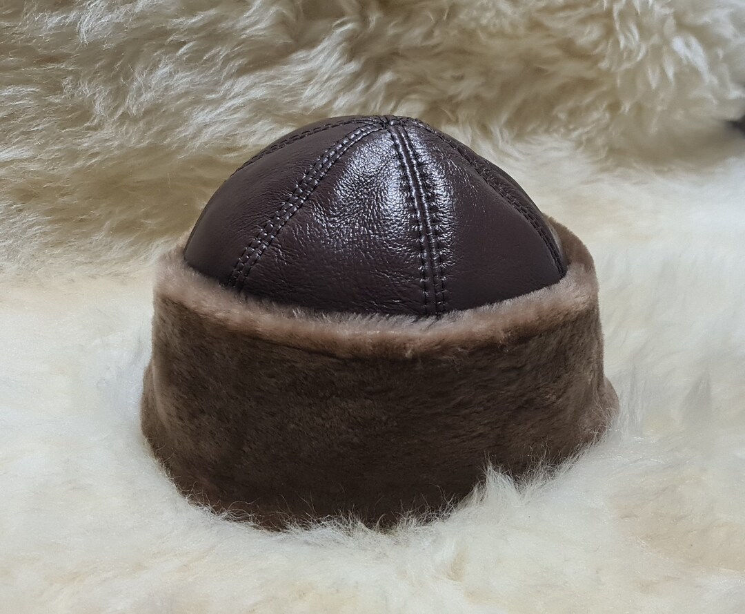 Brown Leather Hat, Sheepskin Hat, Fur Hat, Leather Hat Pattern, Leather ...