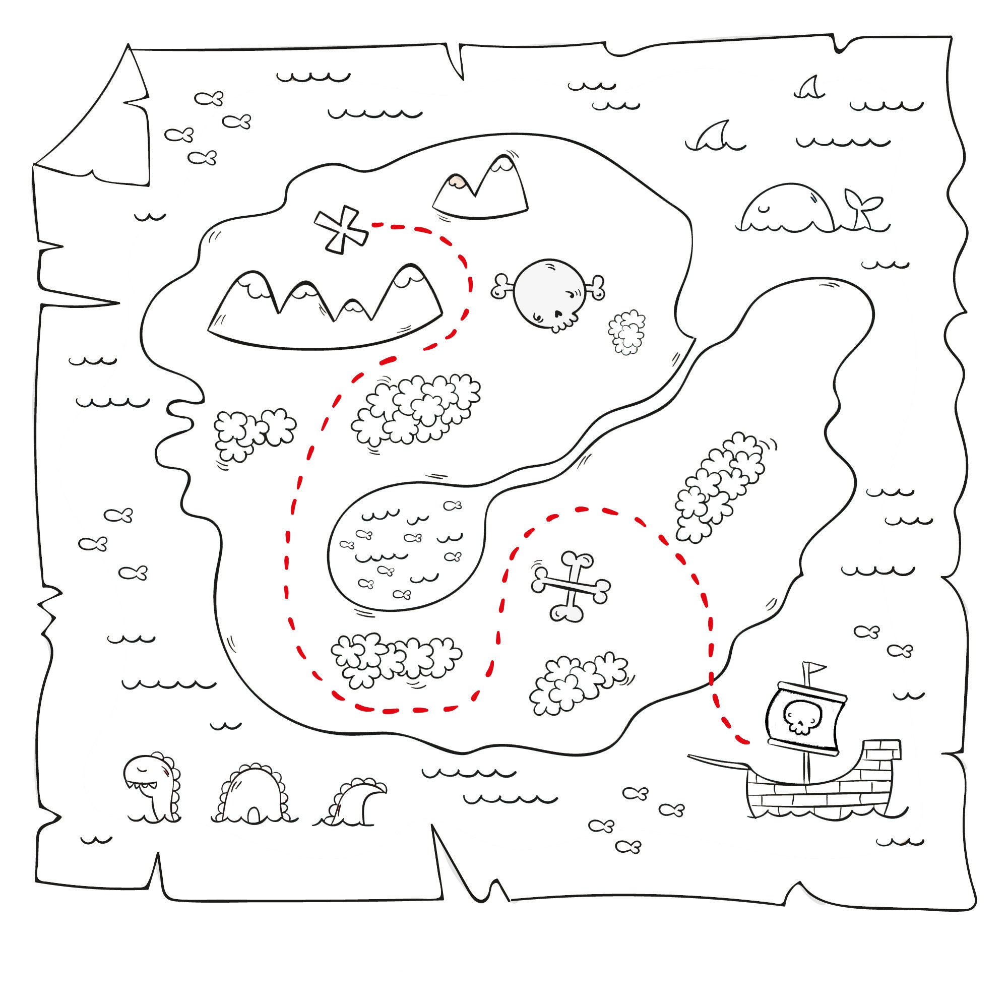 Treasure Map Coloring Page