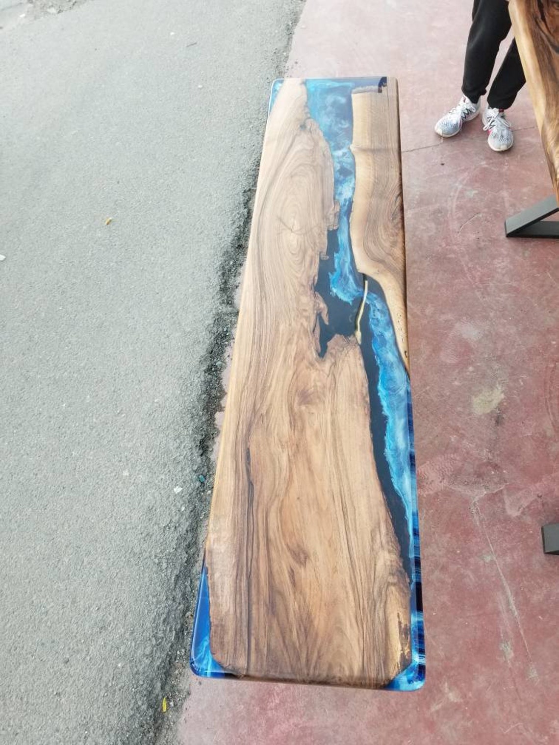 Wavy Ocean Design Resin Bench Custom Bench Epoxy River | Etsy