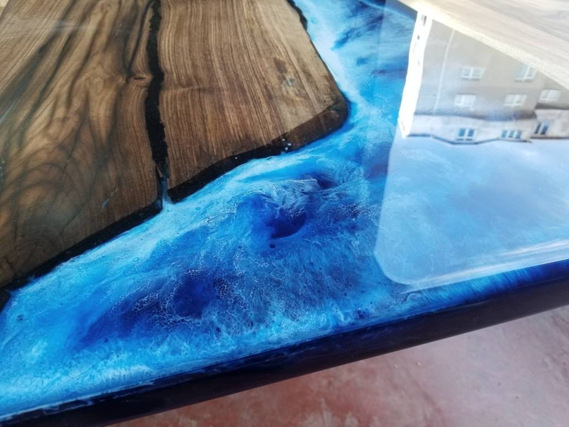 Wavy Ocean Design Resin Table Clear Epoxy Table Luxury - Etsy