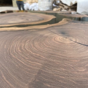 Black Epoxy Dark Walnut Table , Natural Dark Walnut Dining Room Table ...