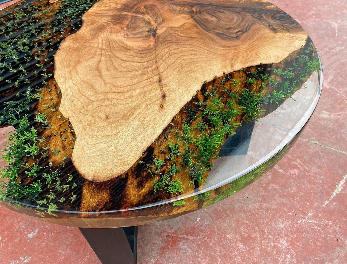 Floral Epoxy Table Round Dining Table Clear Epoxy Resin | Etsy