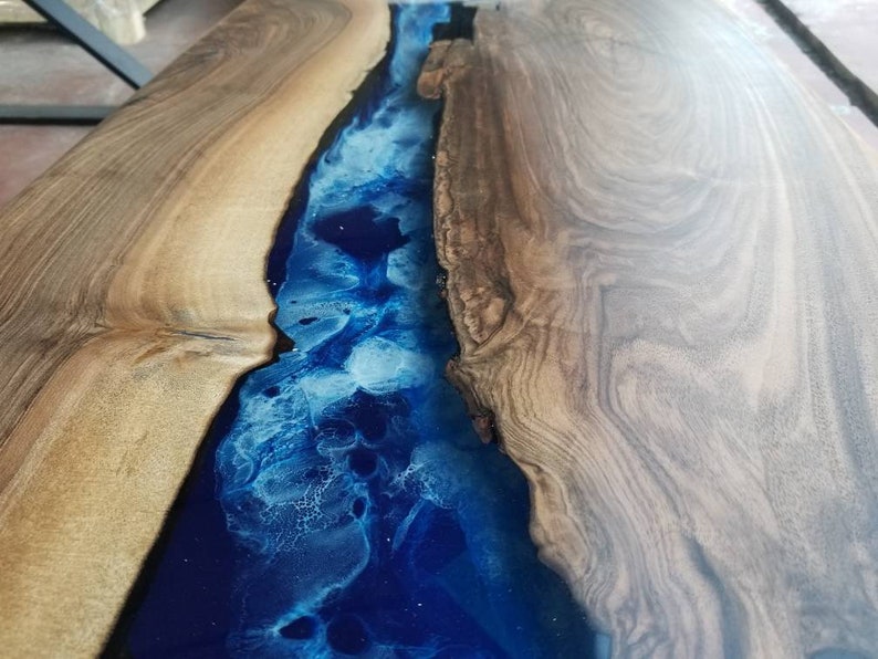 Wavy Ocean Design Resin Bench Custom Bench Epoxy River | Etsy