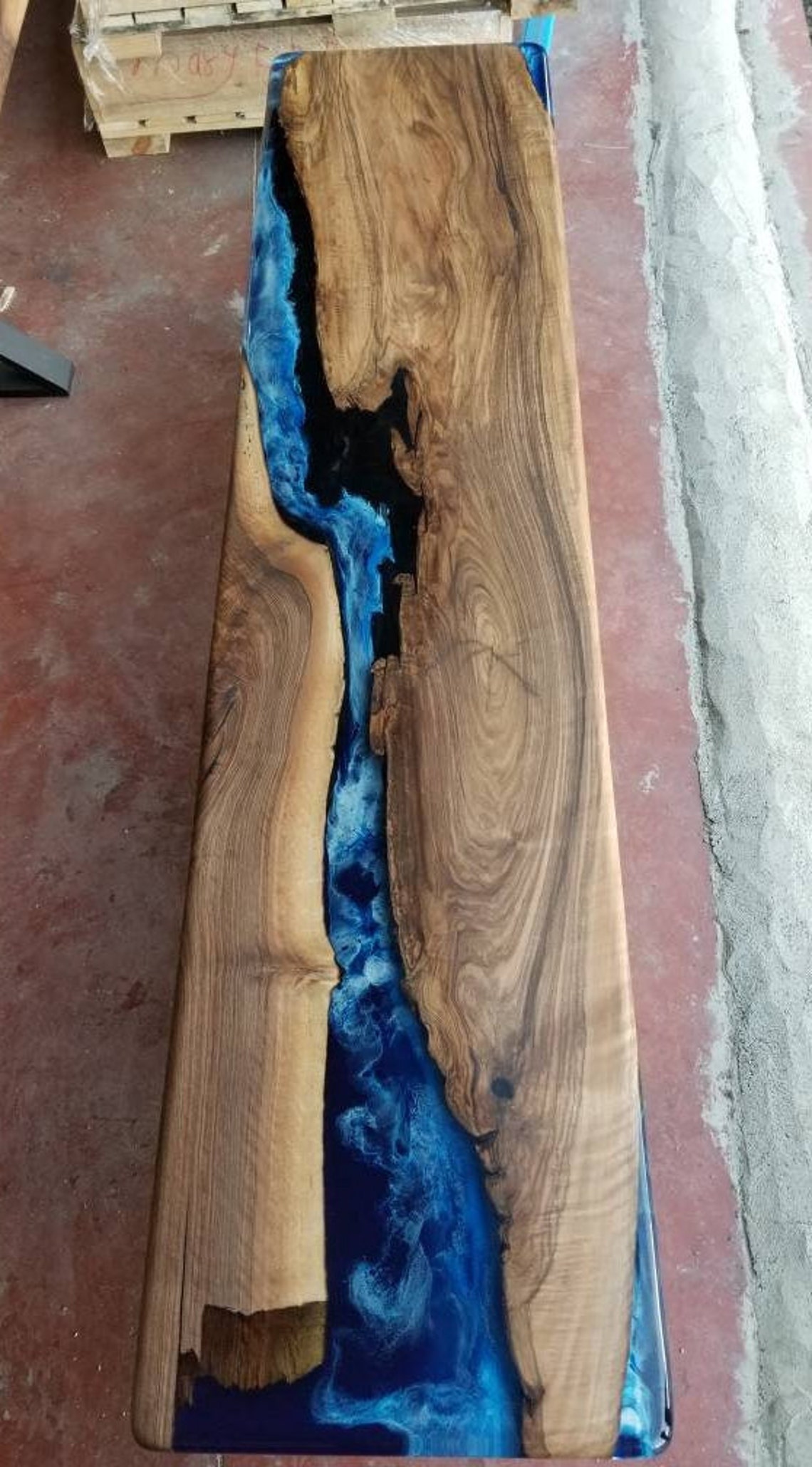 Wavy Ocean Design Resin Bench Custom Bench Epoxy River | Etsy