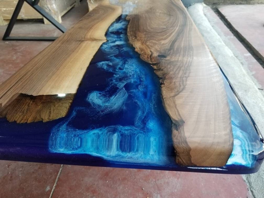 Wavy Ocean Design Resin Bench, Custom Bench , Epoxy River Bench - Etsy