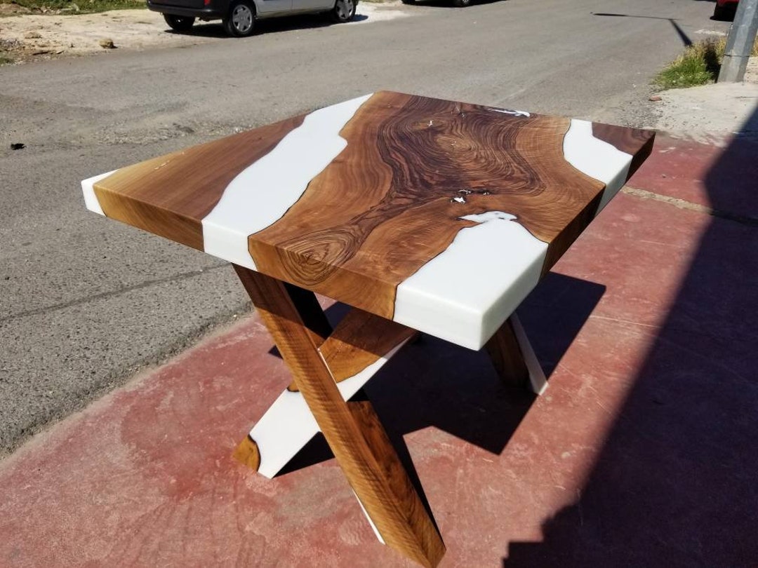 White Epoxy Walnut Wood Dining Table and Special Epoxy Wooden - Etsy