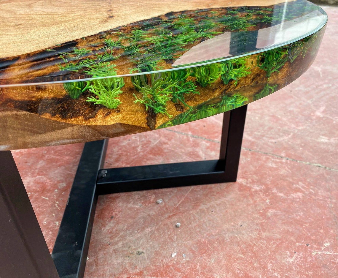 Floral Epoxy Table Round Dining Table Clear Epoxy Resin | Etsy