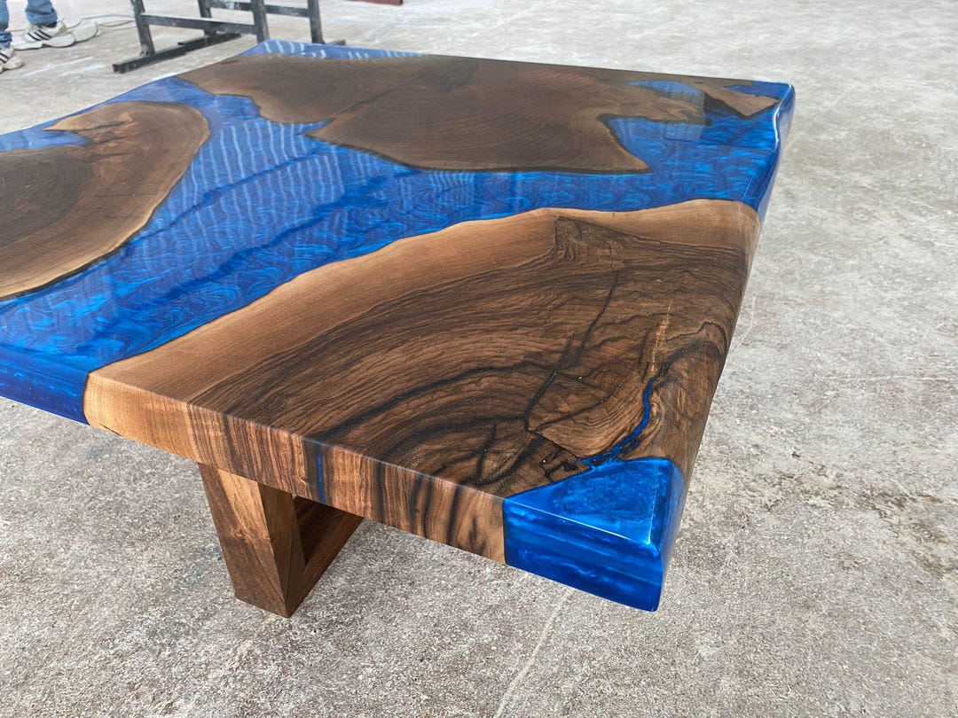 Square Epoxy Table , Blue Resin Table , Walnut Epoxy Table , Square ...
