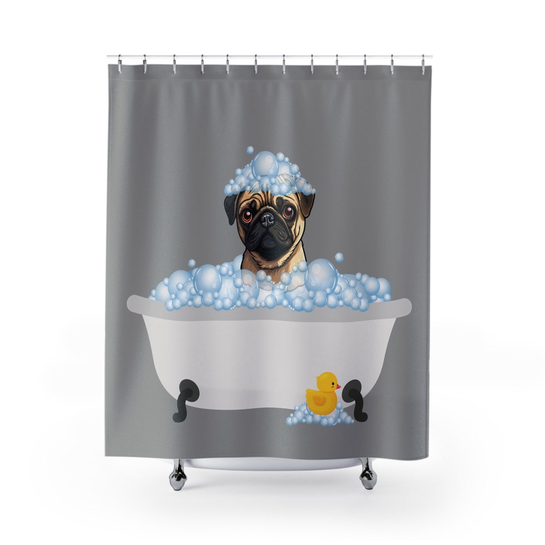 Custom Pet Breed Portrait Personalized Dog Cat Shower Curtain, Golden ...