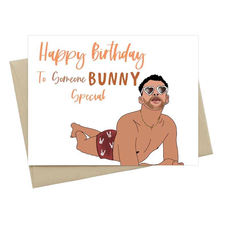Bad Bunny Birthday Card Bad Bunny Valentines Day Card Bad | Etsy
