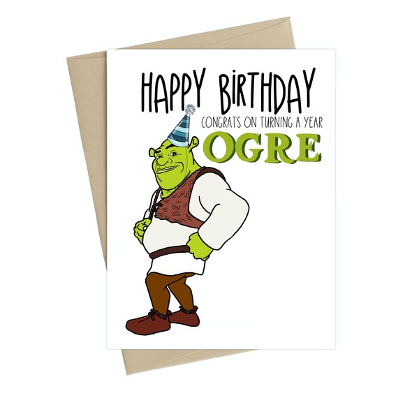 Shrek Birthday Card Funny Shrek Card Shrek Card Funny | Etsy