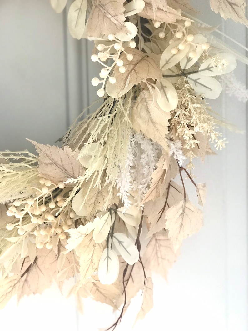 Neutral Boho Style, Cream Aspen Leaves, Cream Rounded Fern Leaves ...