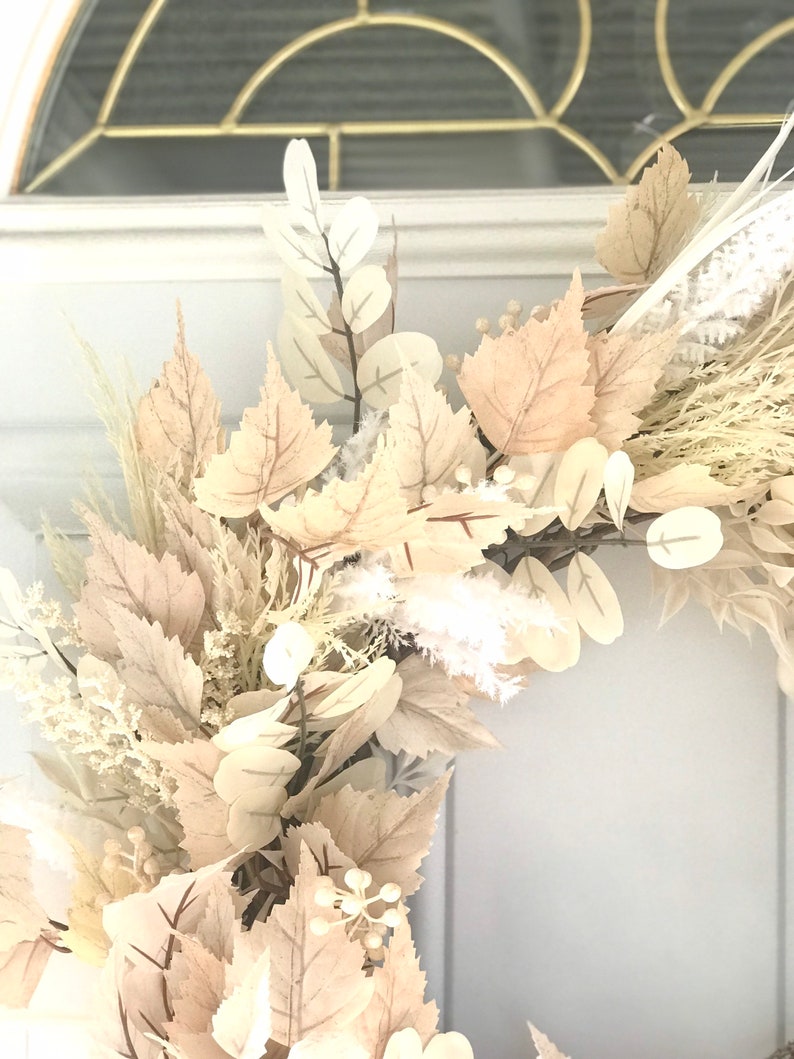 Neutral Boho Style, Cream Aspen Leaves, Cream Rounded Fern Leaves ...