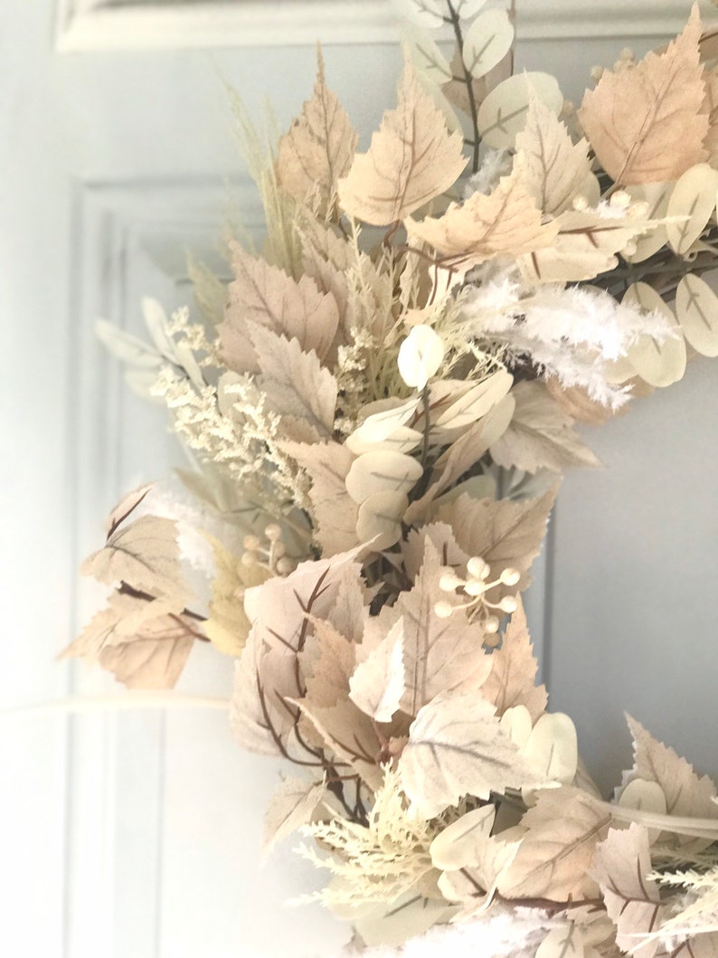 Neutral Boho Style, Cream Aspen Leaves, Cream Rounded Fern Leaves ...
