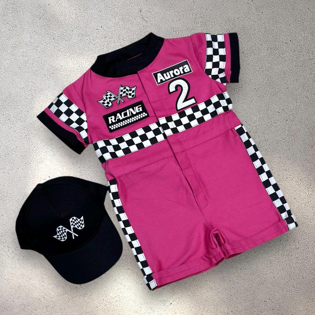 Pink Baby Race Outfit for Girls - Fast One Birthday Suit - Race Car ...