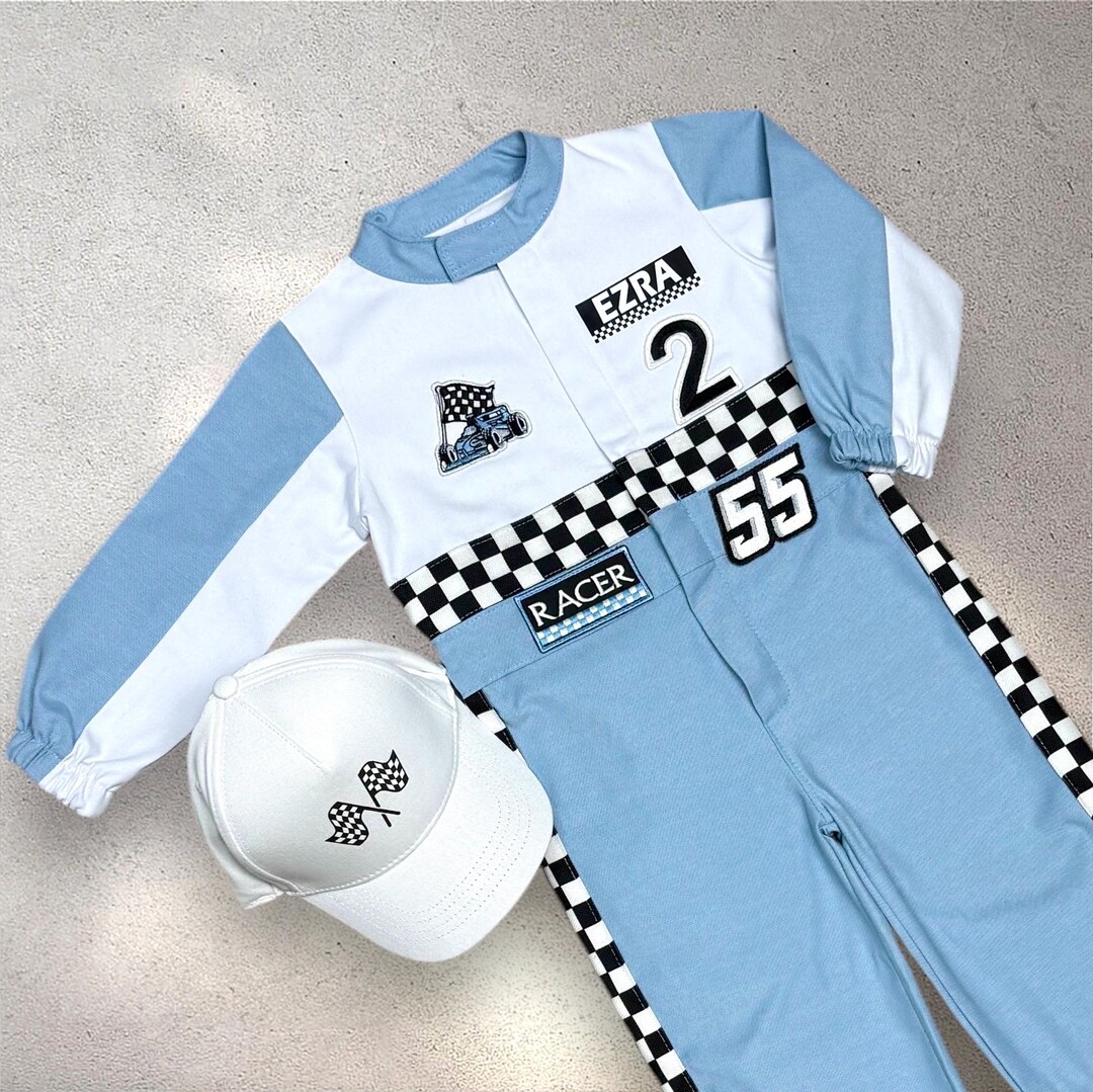 Personalized Blue Racer Long Jumpsuit - Two Fast Birthday Custom Race ...