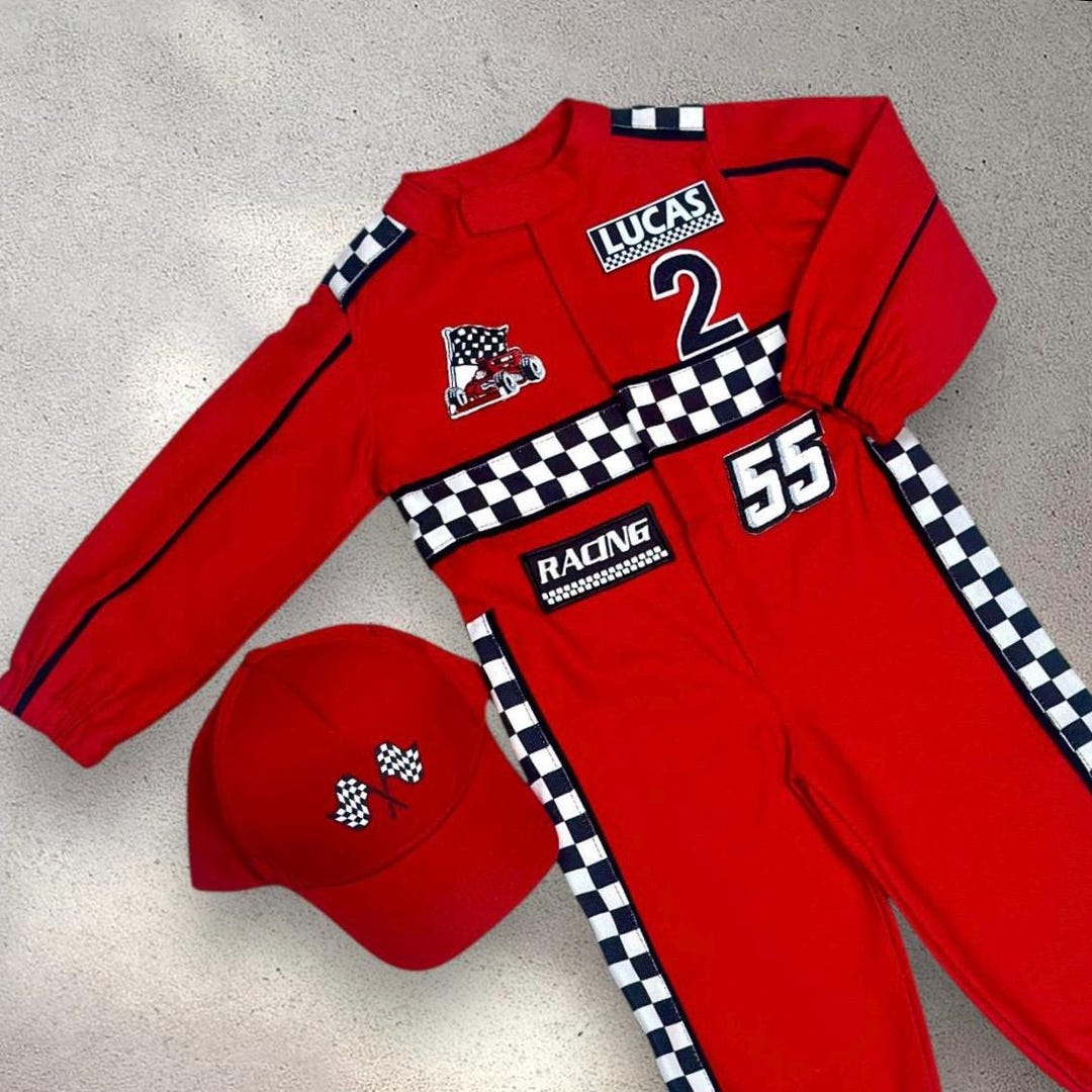 Red Race Car Costume for Baby – Personalized Toddler Racing Suit – Fast ...